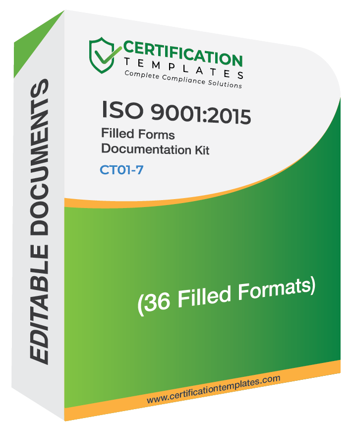 ISO 9001 Filled Forms Package | Records | Formats | QMS Certification